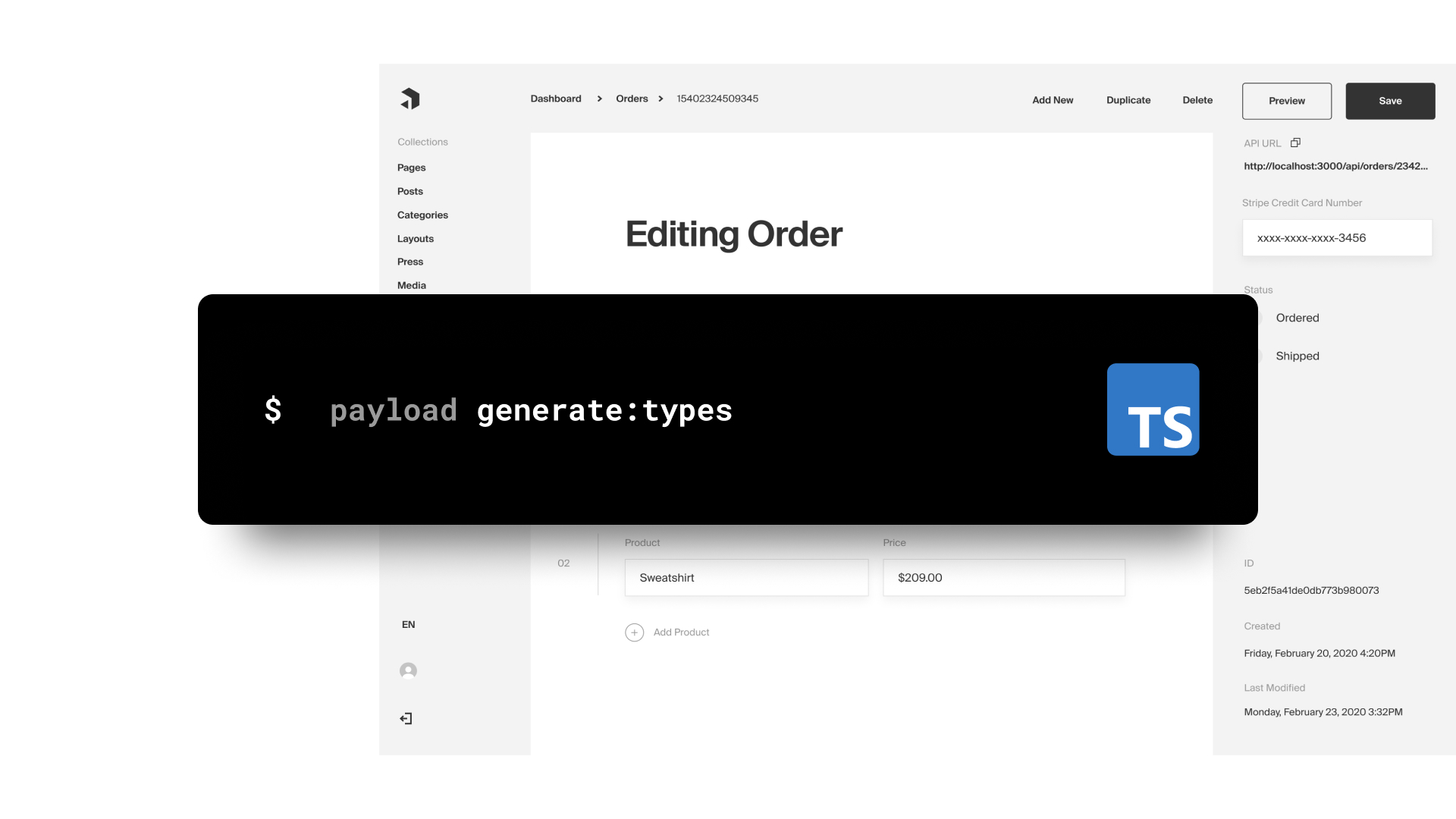 Auto-generate TypeScript Interfaces | Blog | Payload CMS