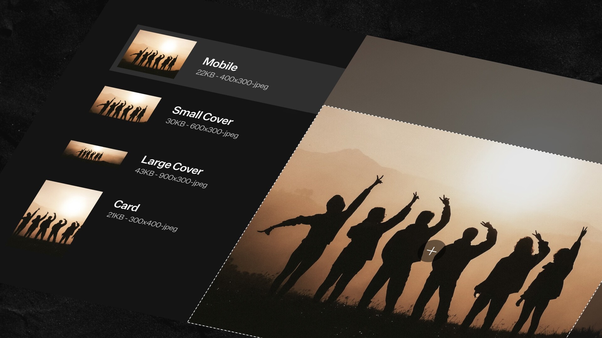 Integrated Image Cropping, Focal Point Selection and Resize Previews